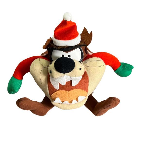 Toys | Vintage 9s Taz Christmas Plush Looney Tunes Reindeer Santa 12 ...